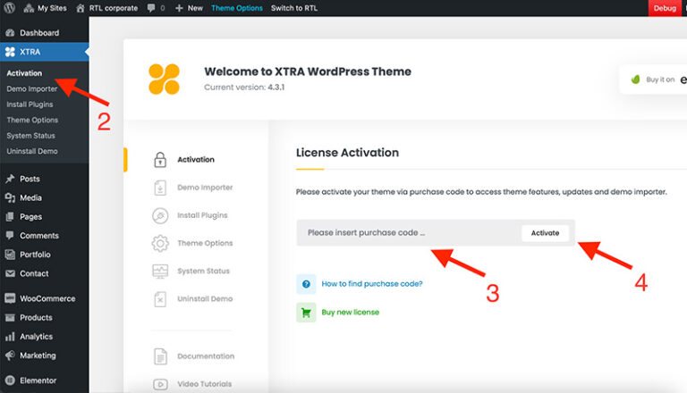 How to Activate Your Theme with a License Code? – XTRA Tutorials