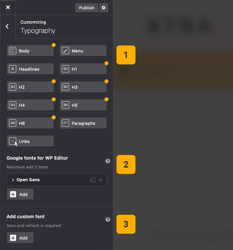 Theme Options: Typography – XTRA Tutorials