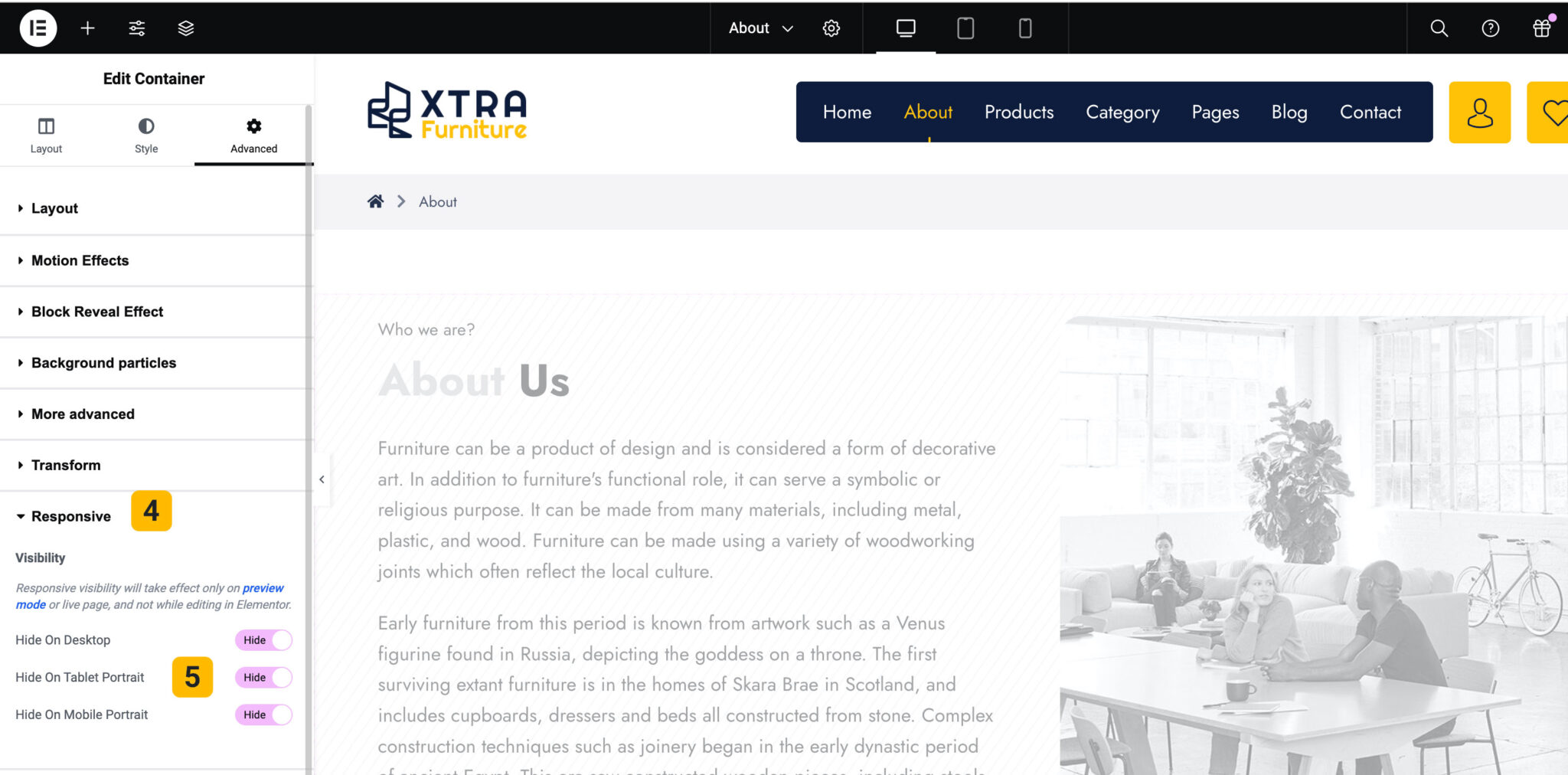 How to Show or Hide Elements on Desktop, Mobile, and Tablet in Elementor? – XTRA Tutorials